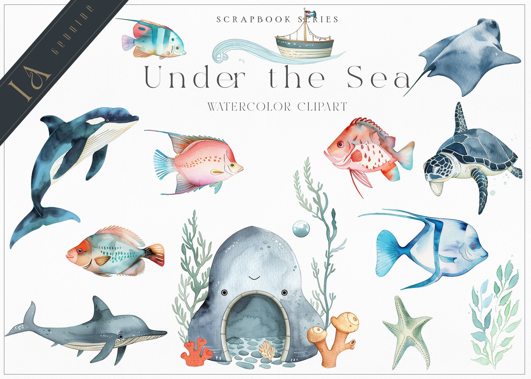 Under the Sea Watercolor Clipart Ocean Dive Clipart Underwater Clipart ...
