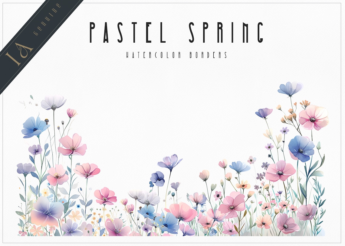 Pastel Watercolor Floral Clipart, Wildflowers Floral Clipart, Floral ...