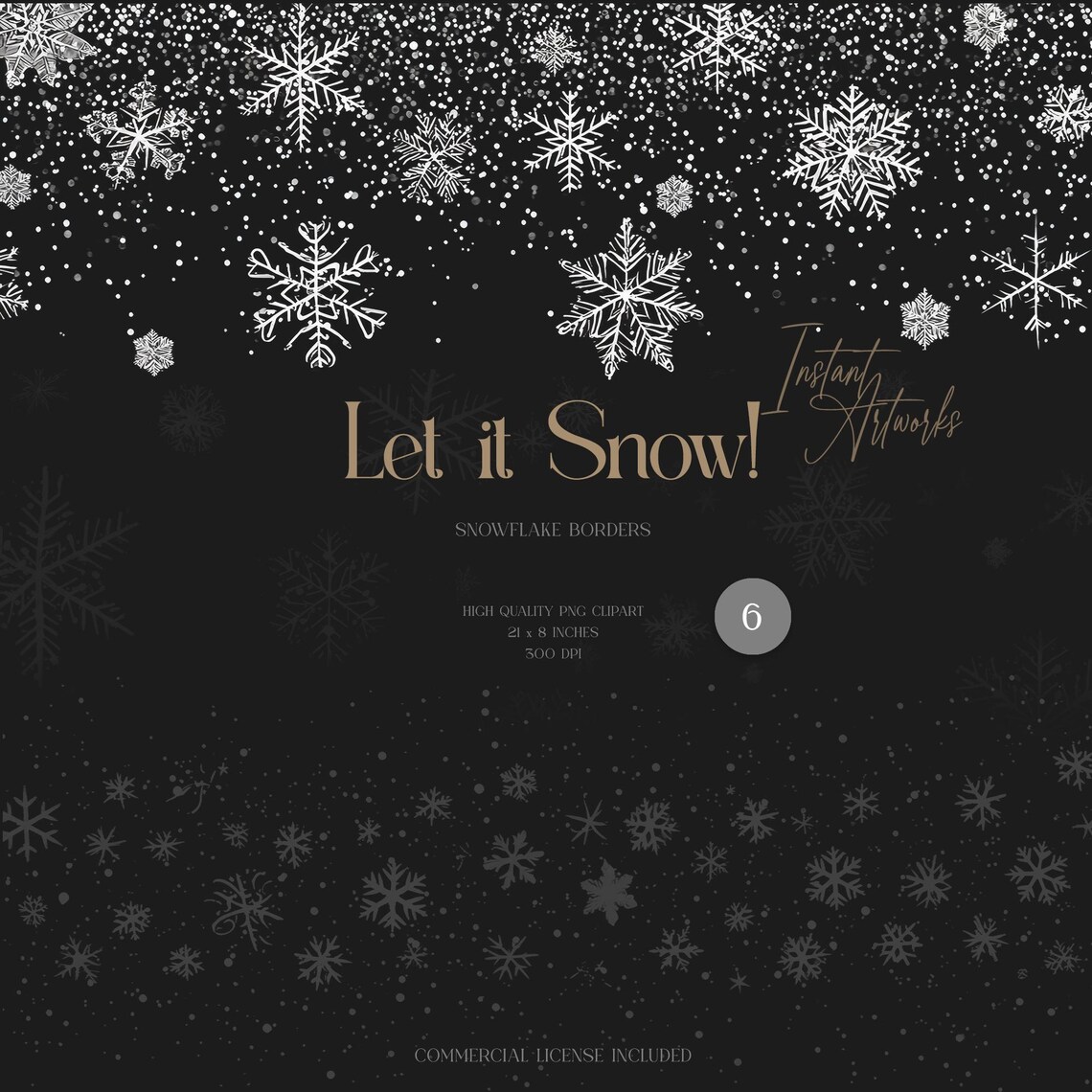 Snowflake Border Clipart Set – Winter Snowflake Borders, PNG Snowflakes ...