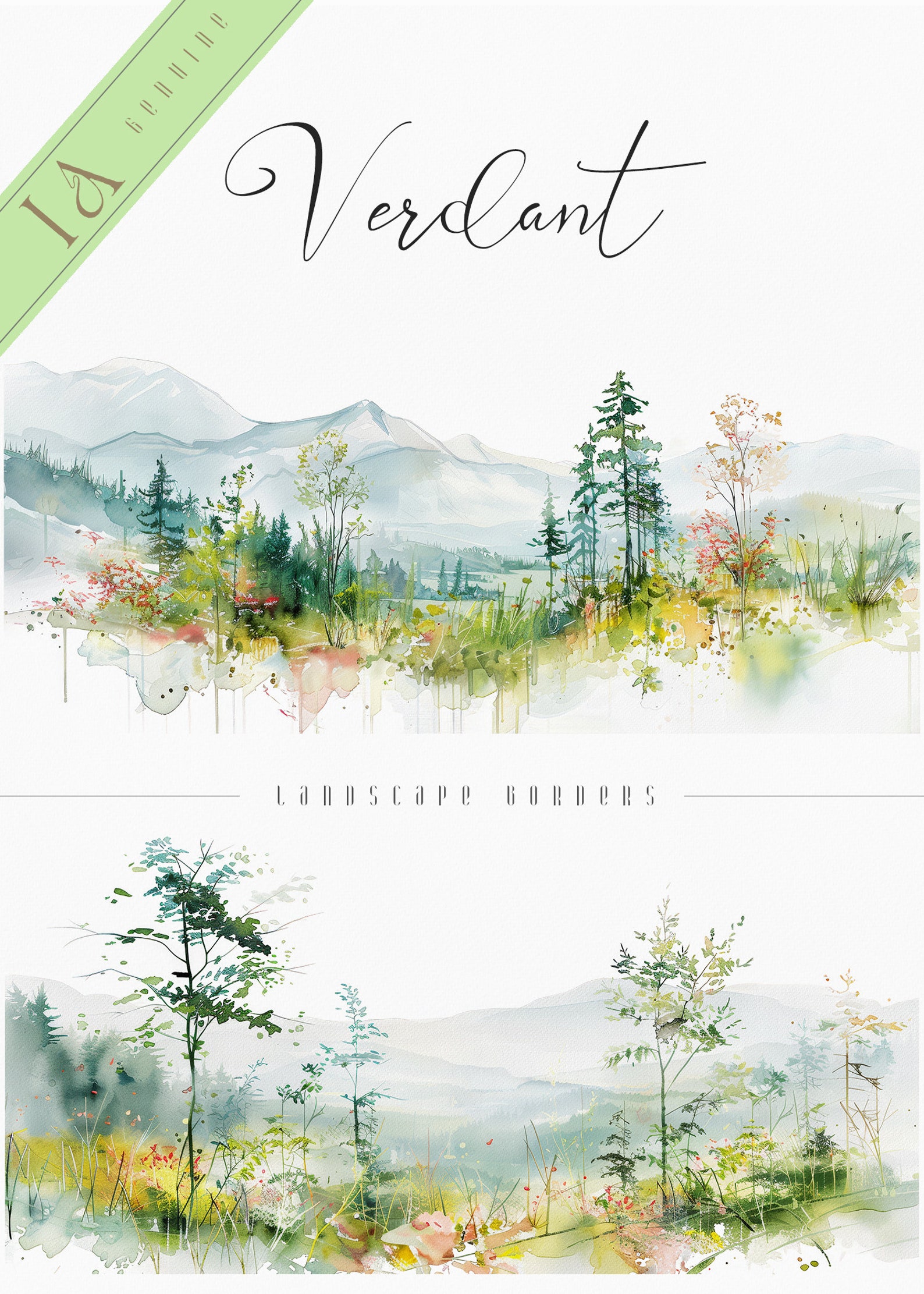 Watercolor Lake and Forest Borders - Wild Floral Borders - Premade ...
