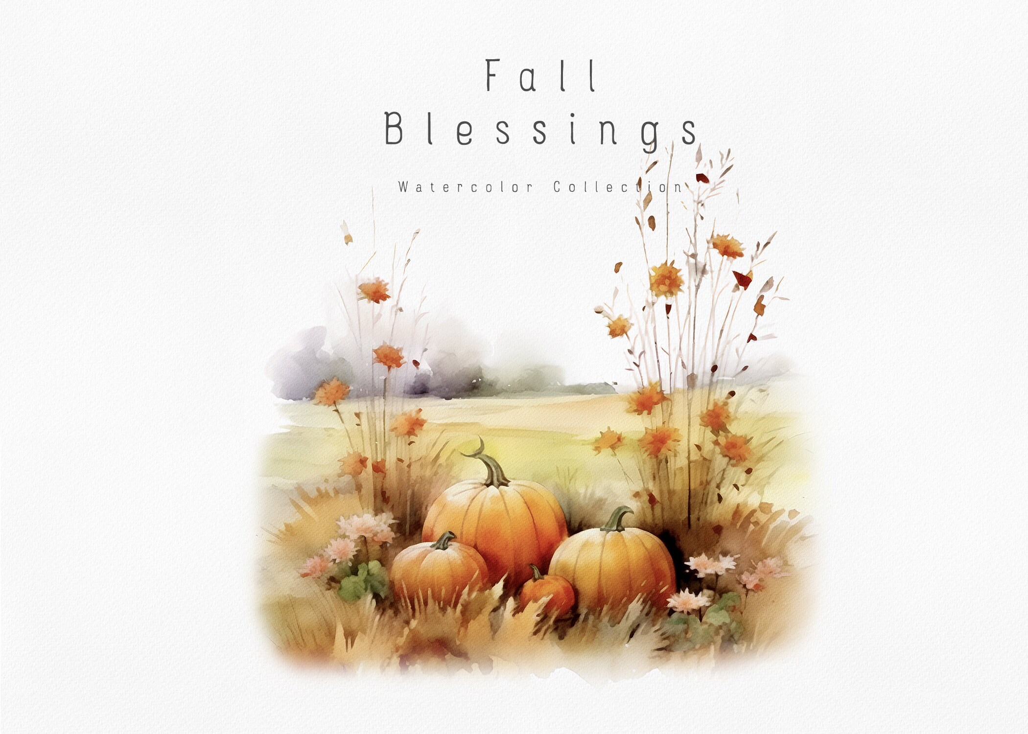 Watercolor Thanksgiving Clipart Pumpkin Fall Clipart Fall - Etsy