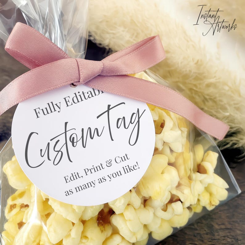 Editable Round Gift Tag Template, Printable Favor Label (canva Digital ...