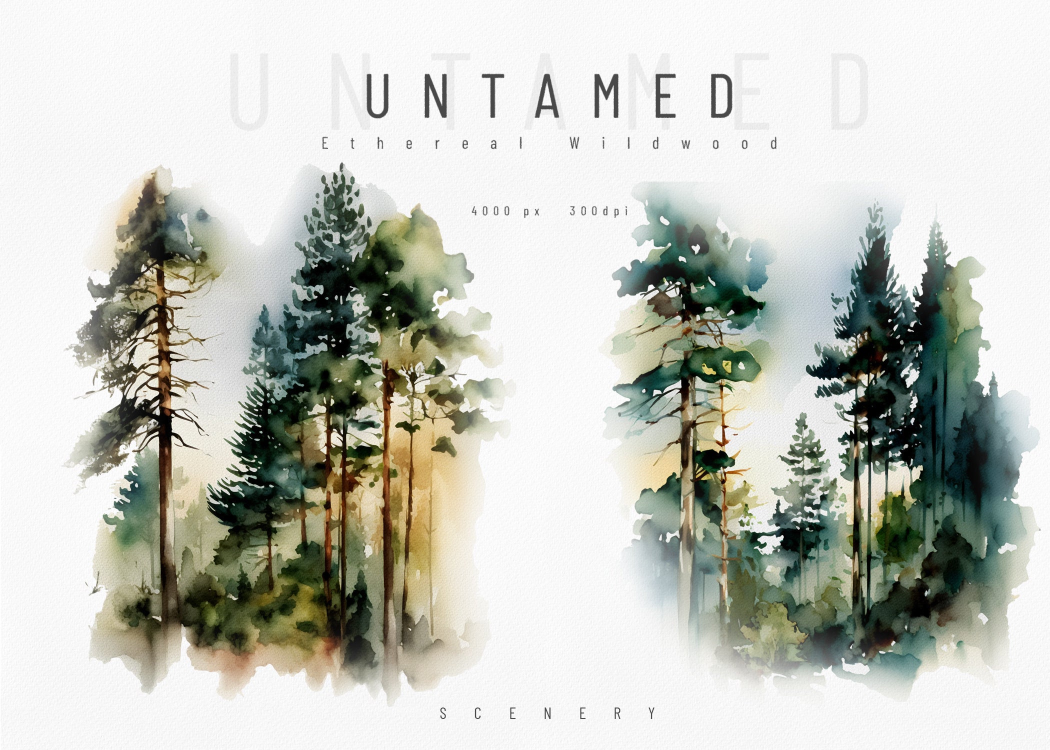 Forest Watercolor Clipart, Watercolor Backgrounds, Digital Papers ...
