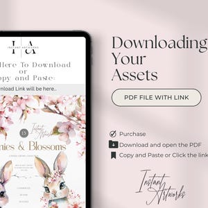 Watercolor Spring Bunnies Clipart - Nursery Clipart - Cherry Blossom ...