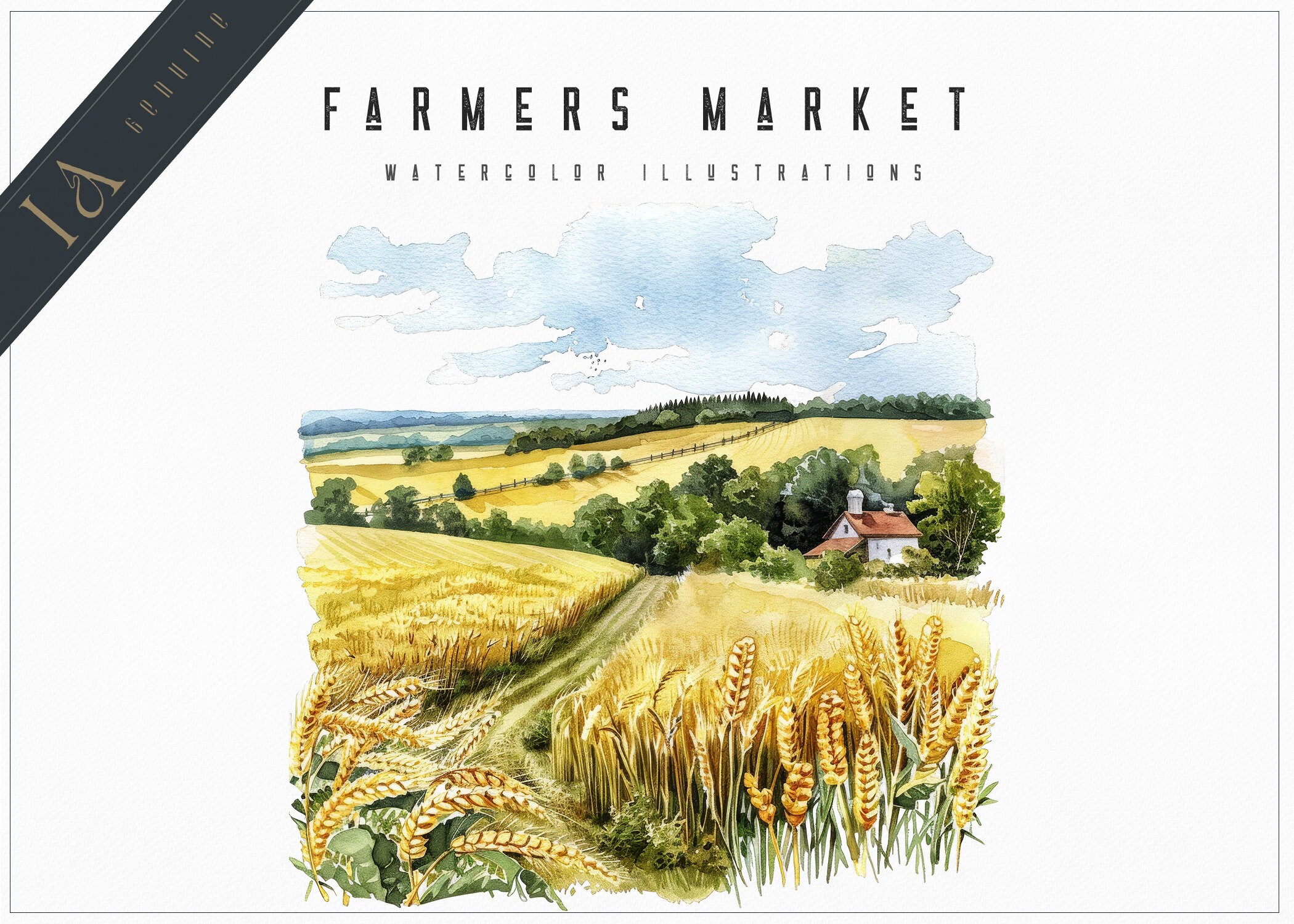 Watercolor Farm Clipart, Farmers Market Clipart, Watercolor Food Art ...