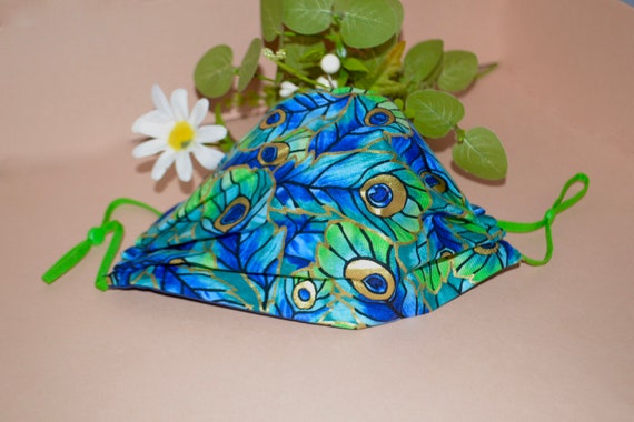 Peacock Face Mask Face Mask 100% Cotton Peacock Mask | Etsy