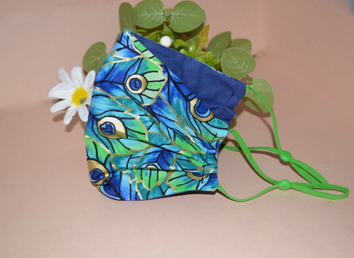 Peacock Face Mask Face Mask 100% Cotton Peacock Mask | Etsy