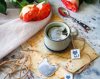 Cat shaped tea bags | Etsy