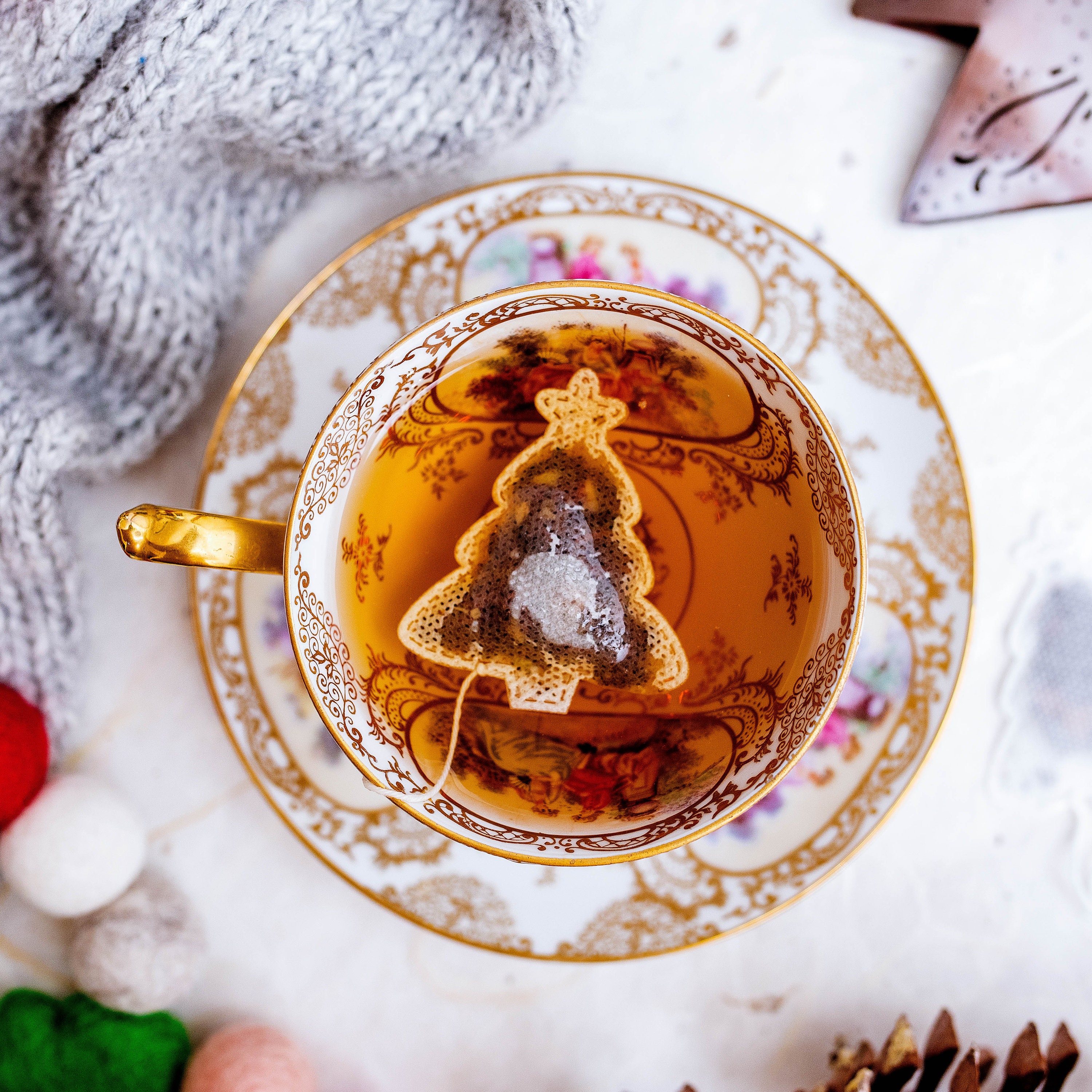 Tea Box 15 Christmas Tree Shaped Tea Bags for Gift Exchange or Stocking ...