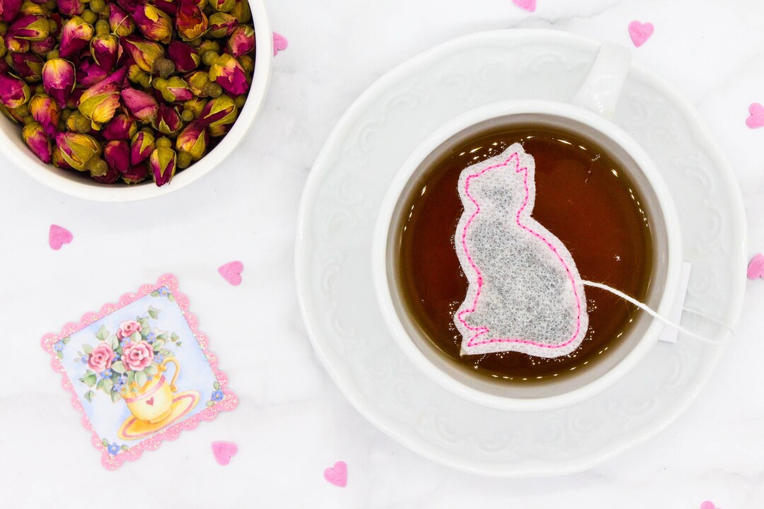5 Pink Cat Shaped Tea Bag for Cat Lovers or Cat Parents. Cute Novelty ...
