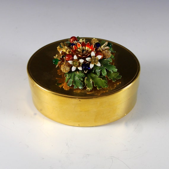 Gorham Gold Plated Oval Box Fleurs Des Siecles, Ename… - Gem