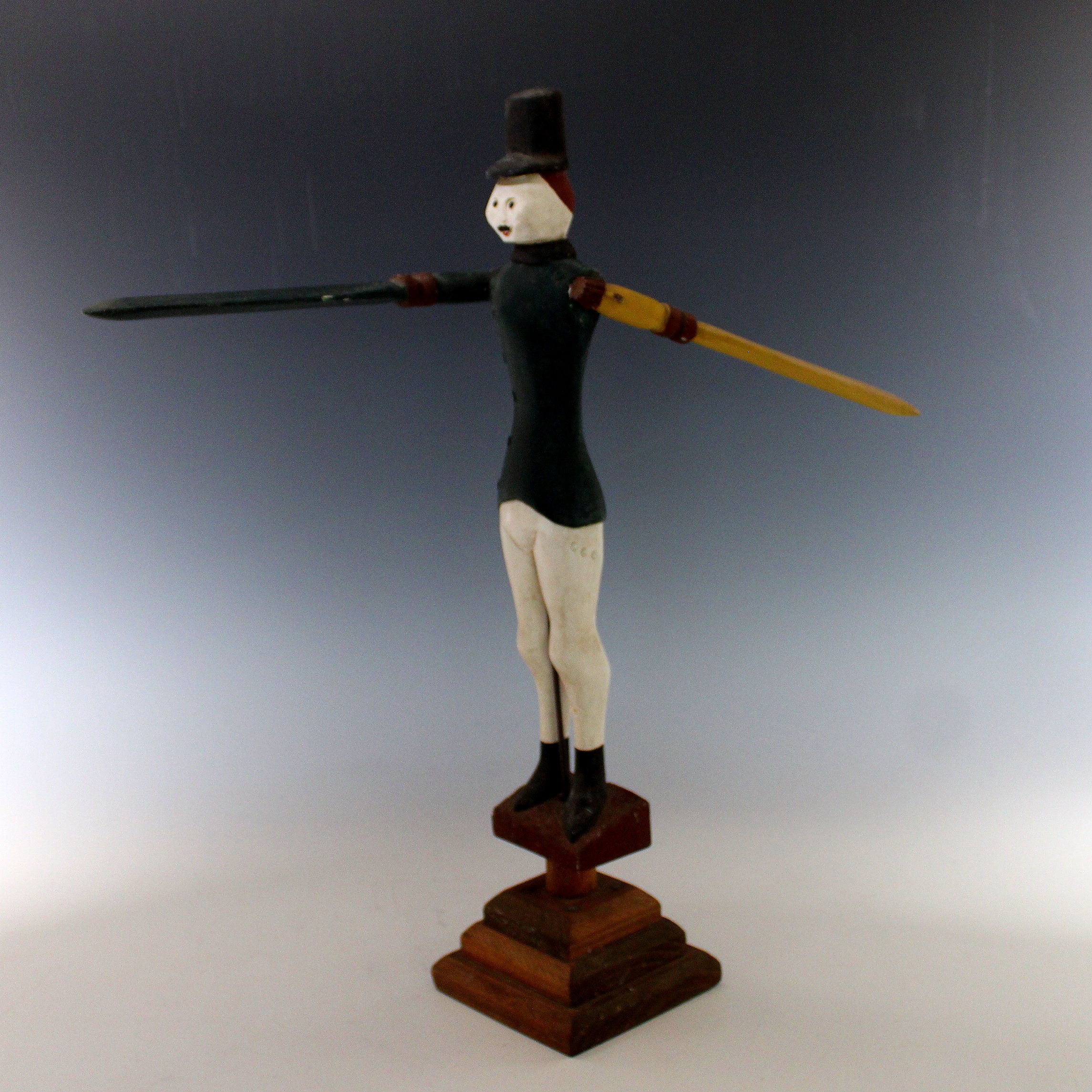 Vintage Uniformed Man Whirligig Wood Folk Art Artist Signed Primitive ...