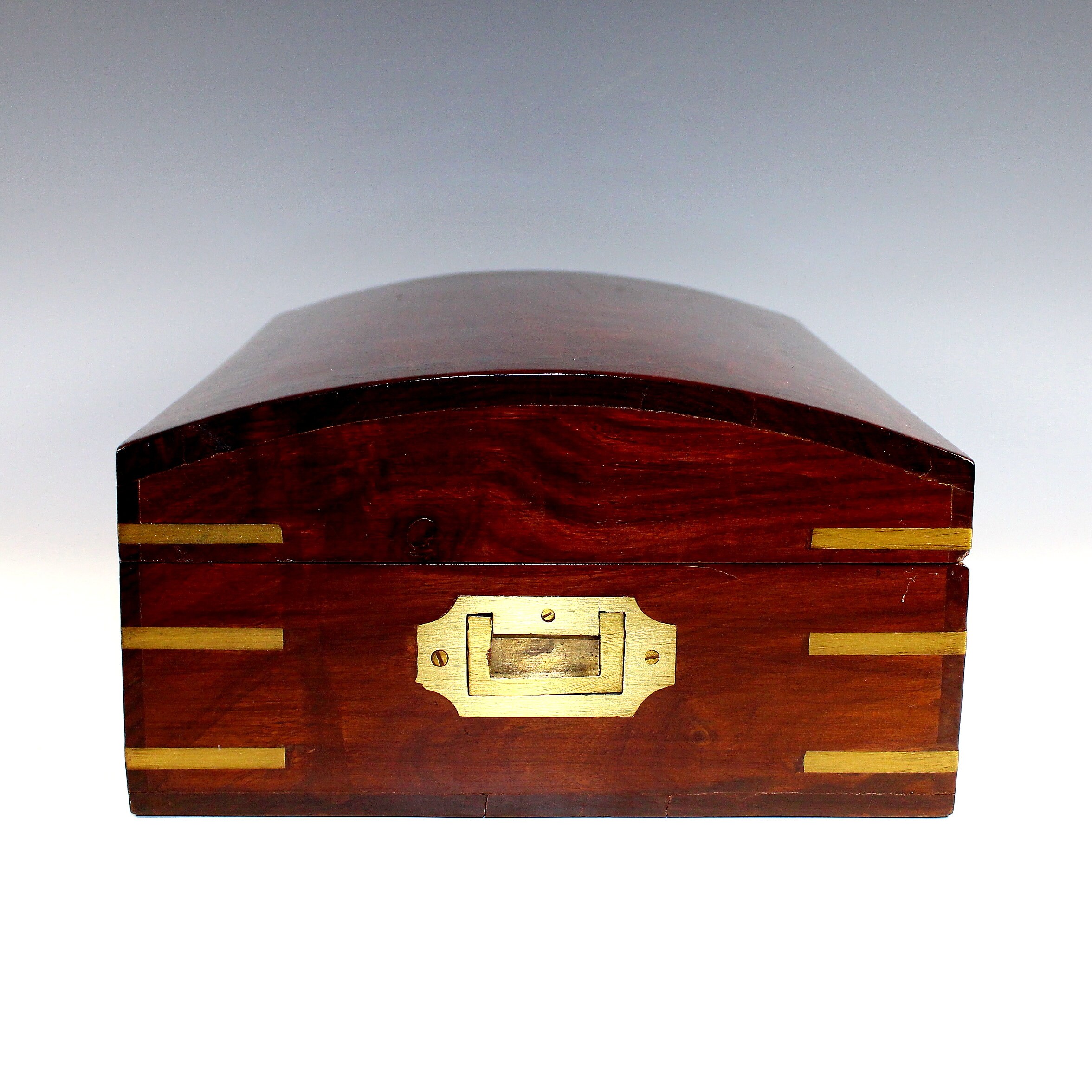 Vintage Wood and Brass Inlay Box With Tray and Key - Etsy