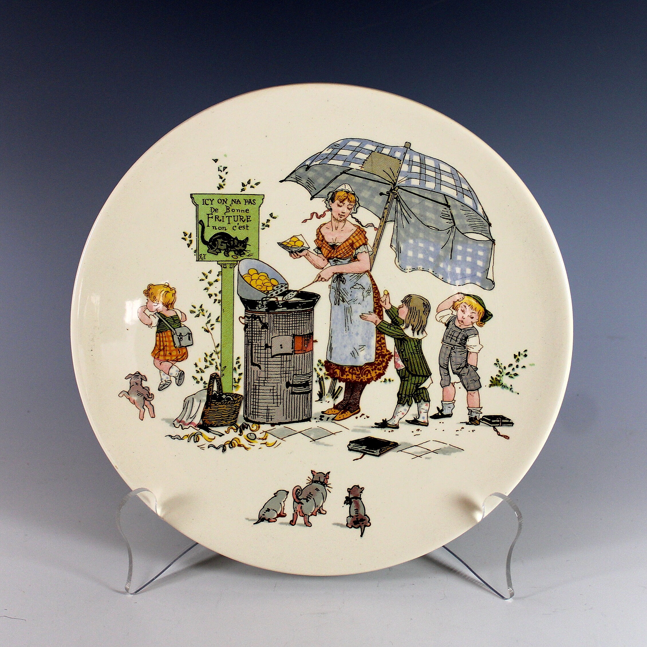 Set of 4 French Sarreguemines Faience Character / Story Plates ...