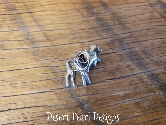 Silver tone moose pin, moose animal pin, wildlife jew… - Gem