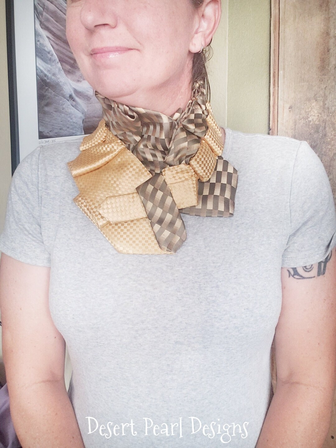 Shortbread Yellow Ruffle Ascot Collar, Soft Yellow Ruffle Cowl, Gold ...