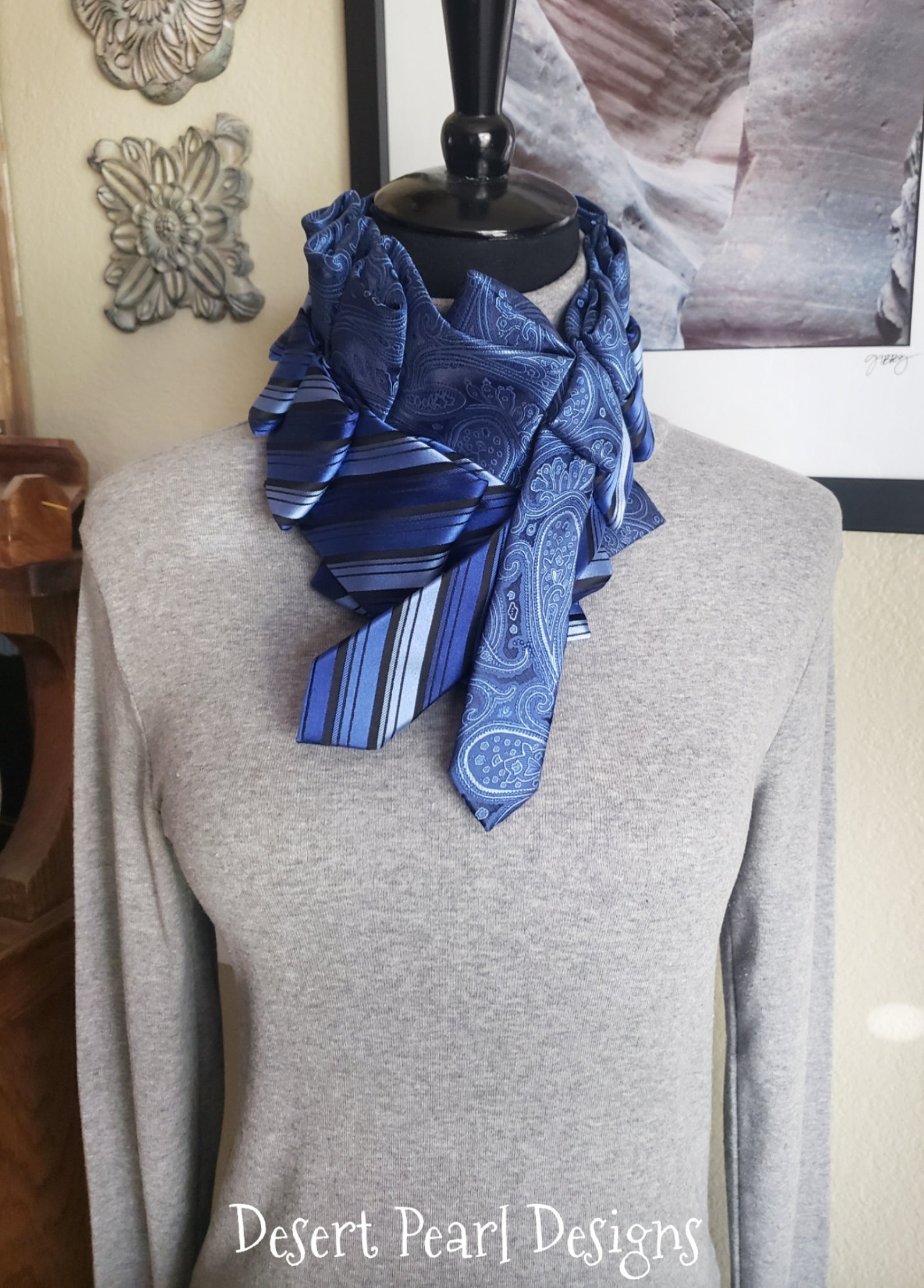 Azure Blue Silk Cowl Wrap Rich Blue Statement Collar Navy - Etsy