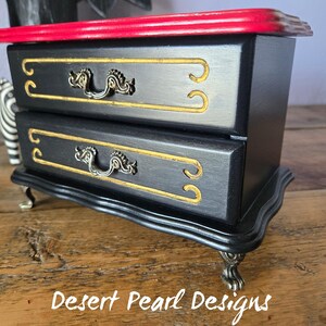 Red Bat Jewelry Box, Gothic Keepsake Box, Golden Bat Wooden Case ...