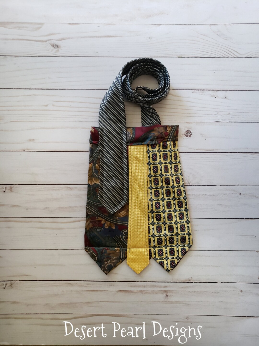 Gold and Green Necktie Crossbody Bag, Green Tie Evening Purse, Unique ...