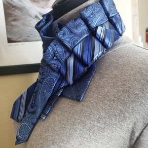 Azure Blue Silk Cowl Wrap, Rich Blue Statement Collar, Navy Blue ...