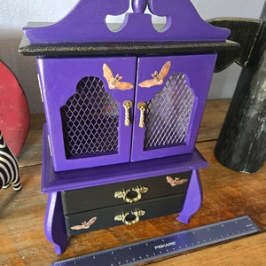 Bat Purple Jewelry Box, Gothic Trinket Box, Purple Bat Wooden Box ...