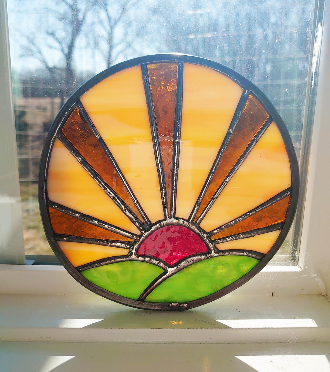 Stained Glass sunrise Suncatcher/stained Glass Gift/ - Etsy