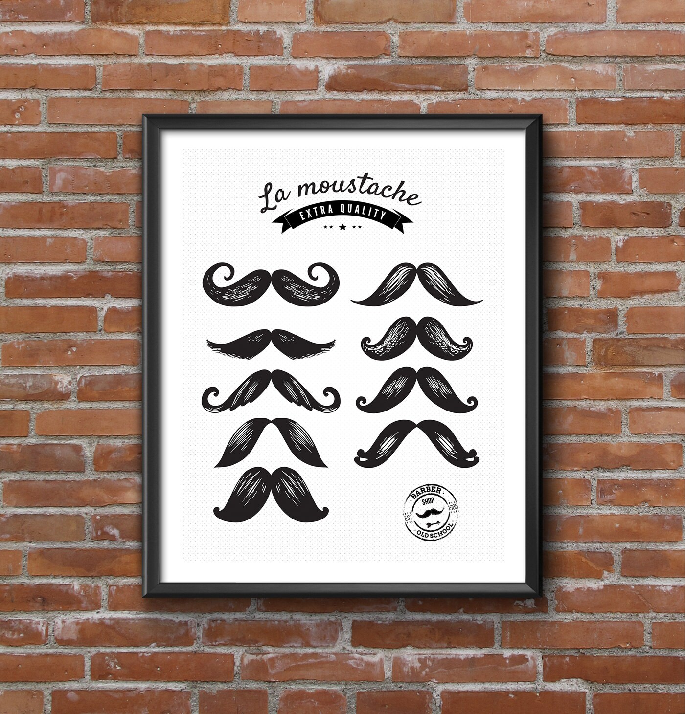 Poster mustache barber shop Poster La Moustache barbier | Etsy