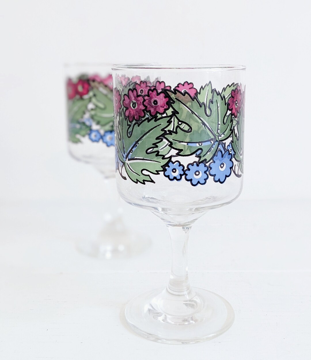 Vintage Libbey Wine Glasses With tiffany Foliage'. - Etsy