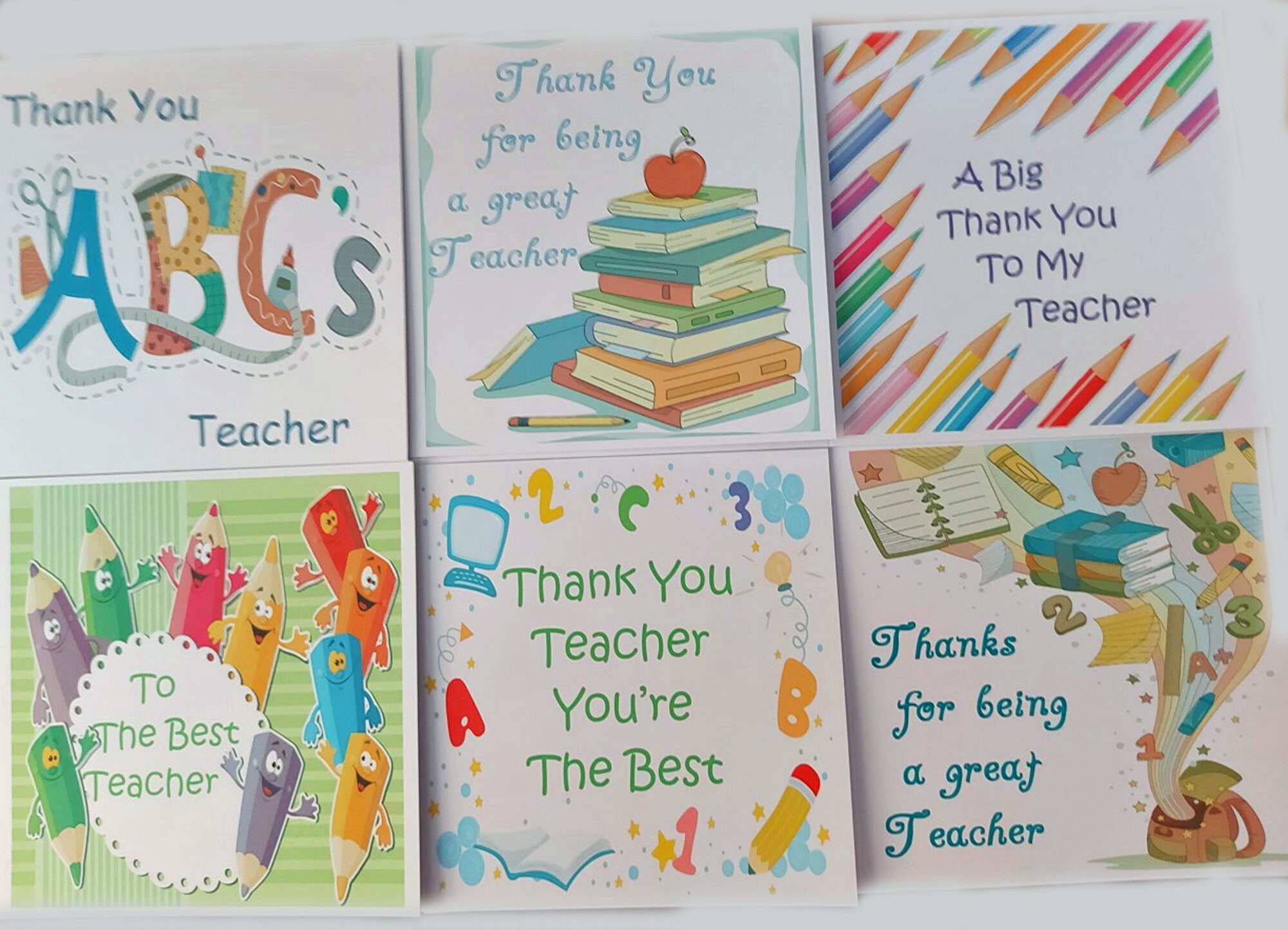 Thank You Teacher Cards Pack of Six Cards With Envelopes | Etsy