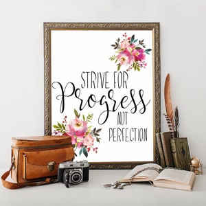 Progress Not Perfection Printable Motivating Quotes - Etsy