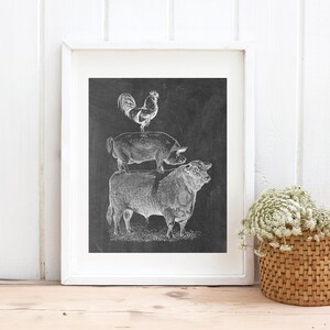 Cow Pig Chicken Sign Farmhouse Kitchen Decor Chalkboard Art | Etsy