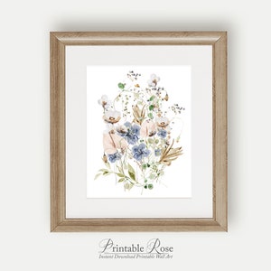 Wildflower Art Print Printable, Boho Wall Decor, French Country Decor ...
