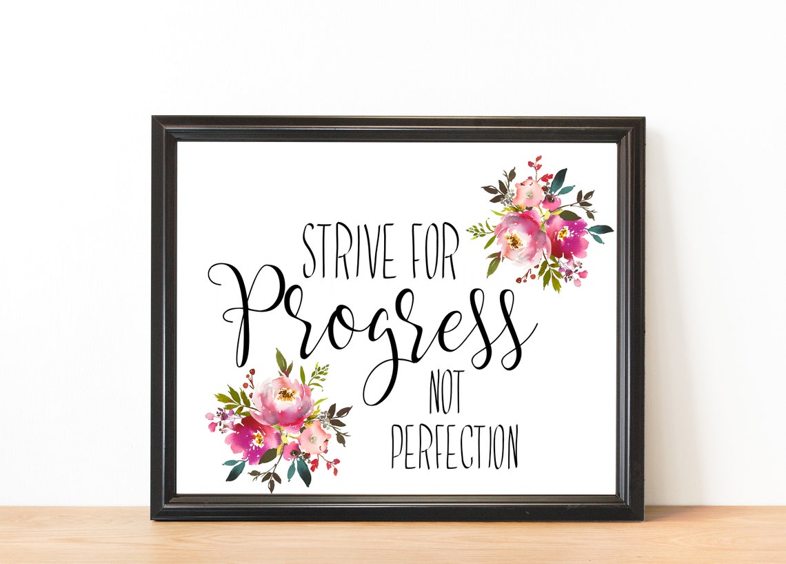 Progress Not Perfection printable motivating quotes | Etsy