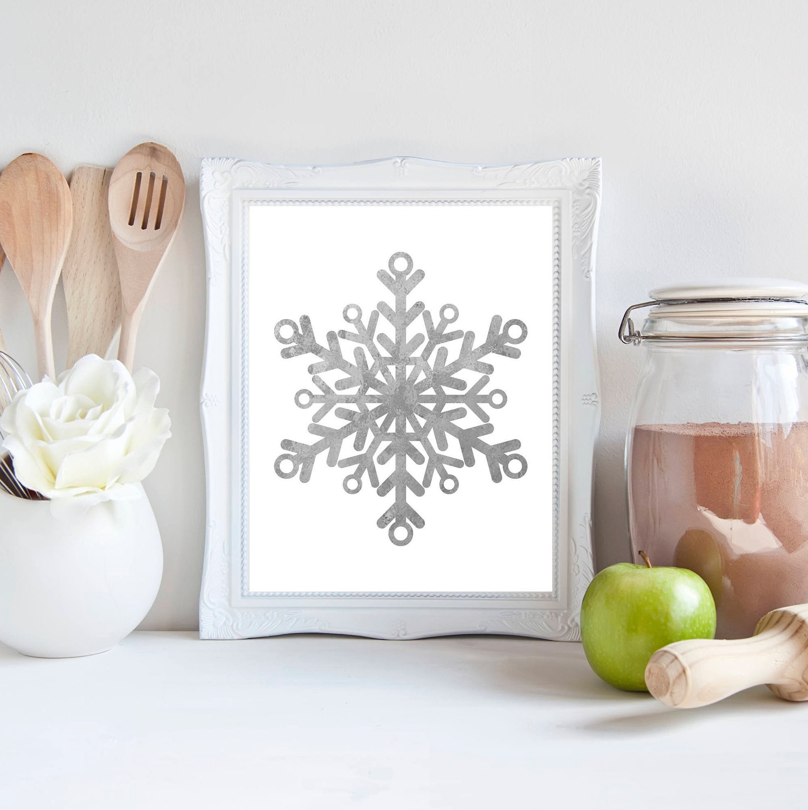 Snowflake Printable Printable Snowflake Wall Decor Wall | Etsy