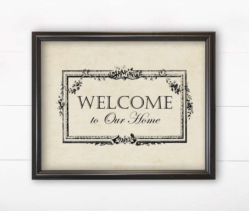 Welcome Sign Printable French Country Decor Aged Paper Vintage - Etsy