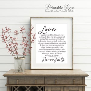 Love Never Fails Printable 1 Corinthians 13 Wall Art 1 - Etsy
