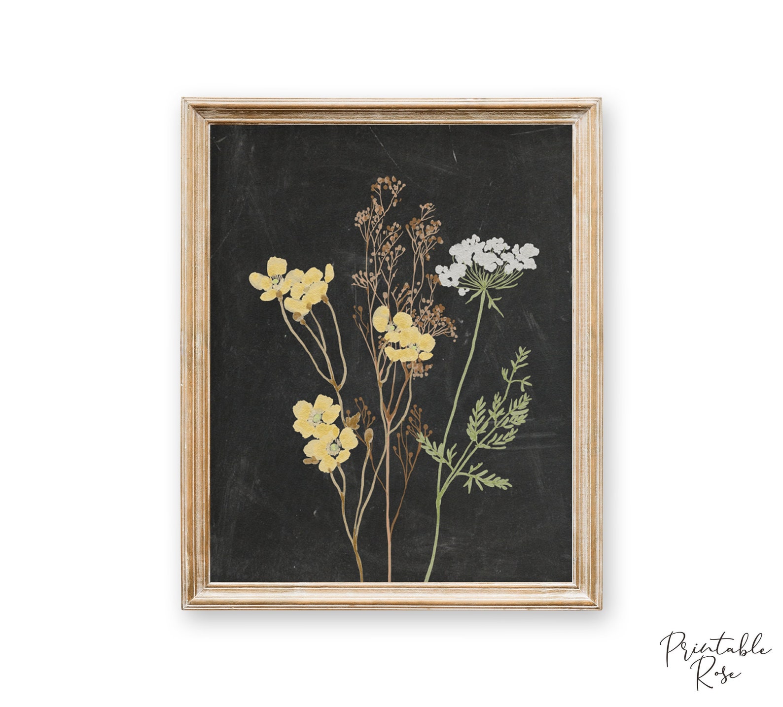 Yellow Botanical Printable Wildflower Printable Yellow Wall - Etsy