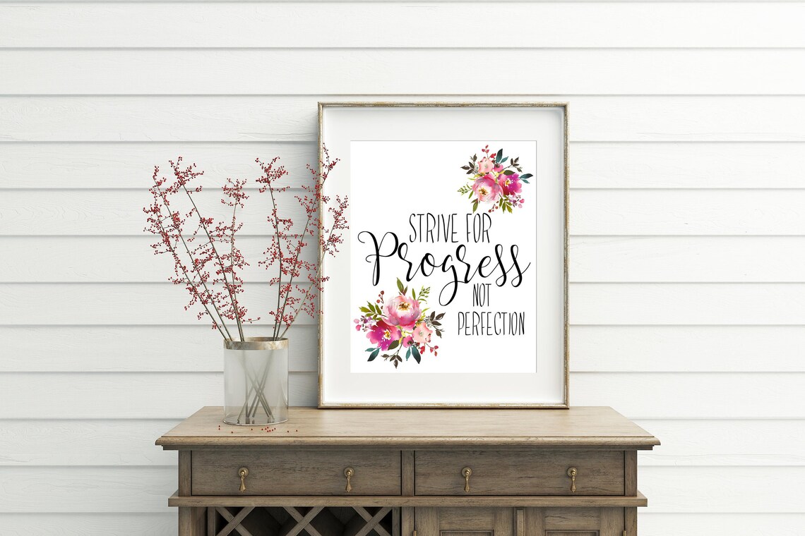 Progress Not Perfection Printable Motivating Quotes - Etsy