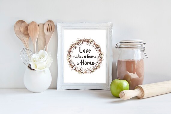 Love Makes a House a Home farmhouse decor wall art prints | Etsy
