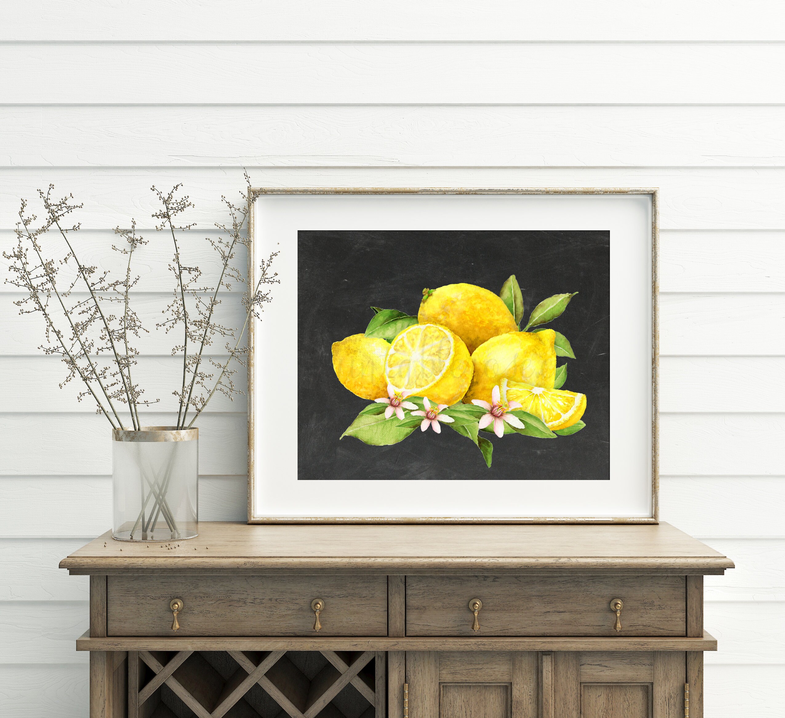 Lemon Print Lemon Decor Farmhouse Kitchen Decor Chalkboard - Etsy