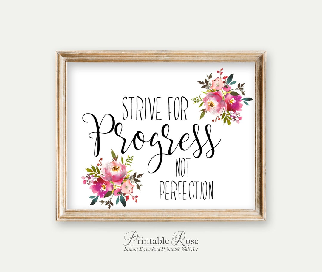 Progress Not Perfection Printable Motivating Quotes - Etsy