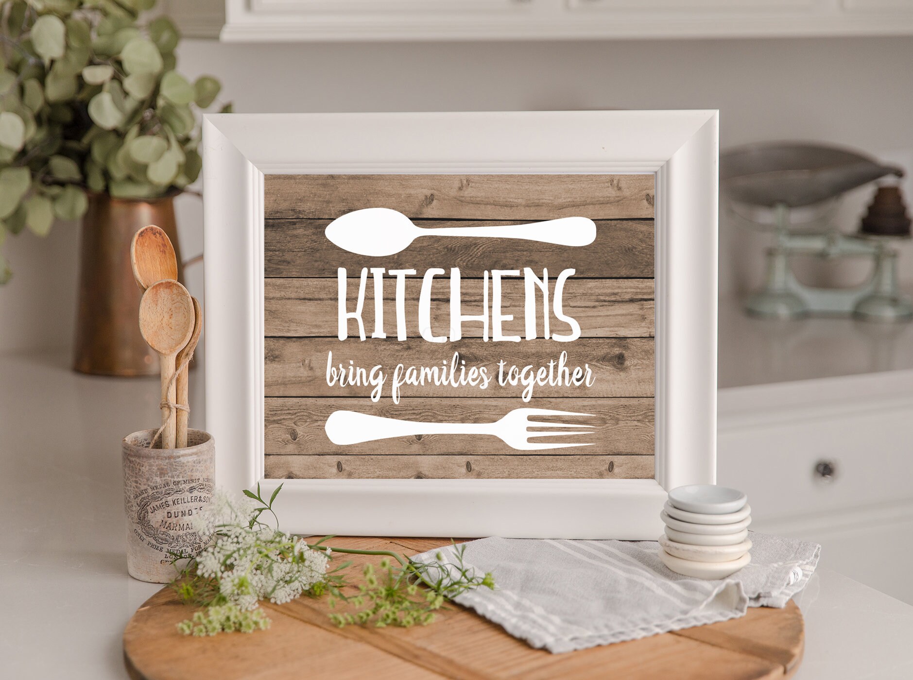 Farmhouse Kitchen Printable Wall Art Wood Wall Art Kitchens | Etsy