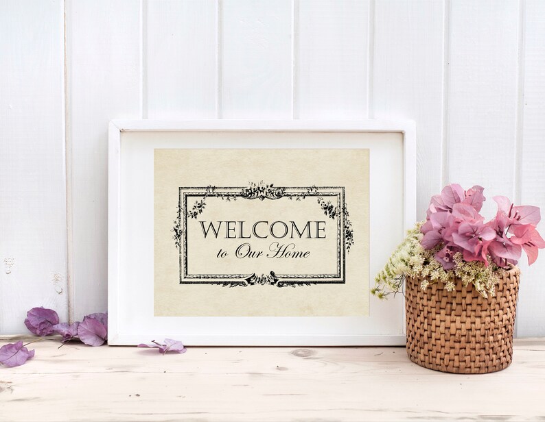 Welcome Sign Printable French Country Decor Aged Paper Vintage - Etsy
