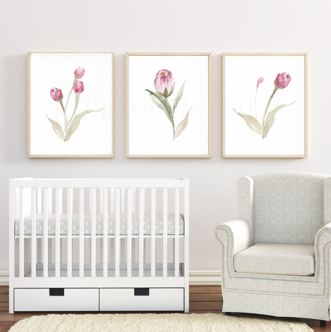 Set of 3 Flower Printables Flower Wall Decor Nursery for - Etsy