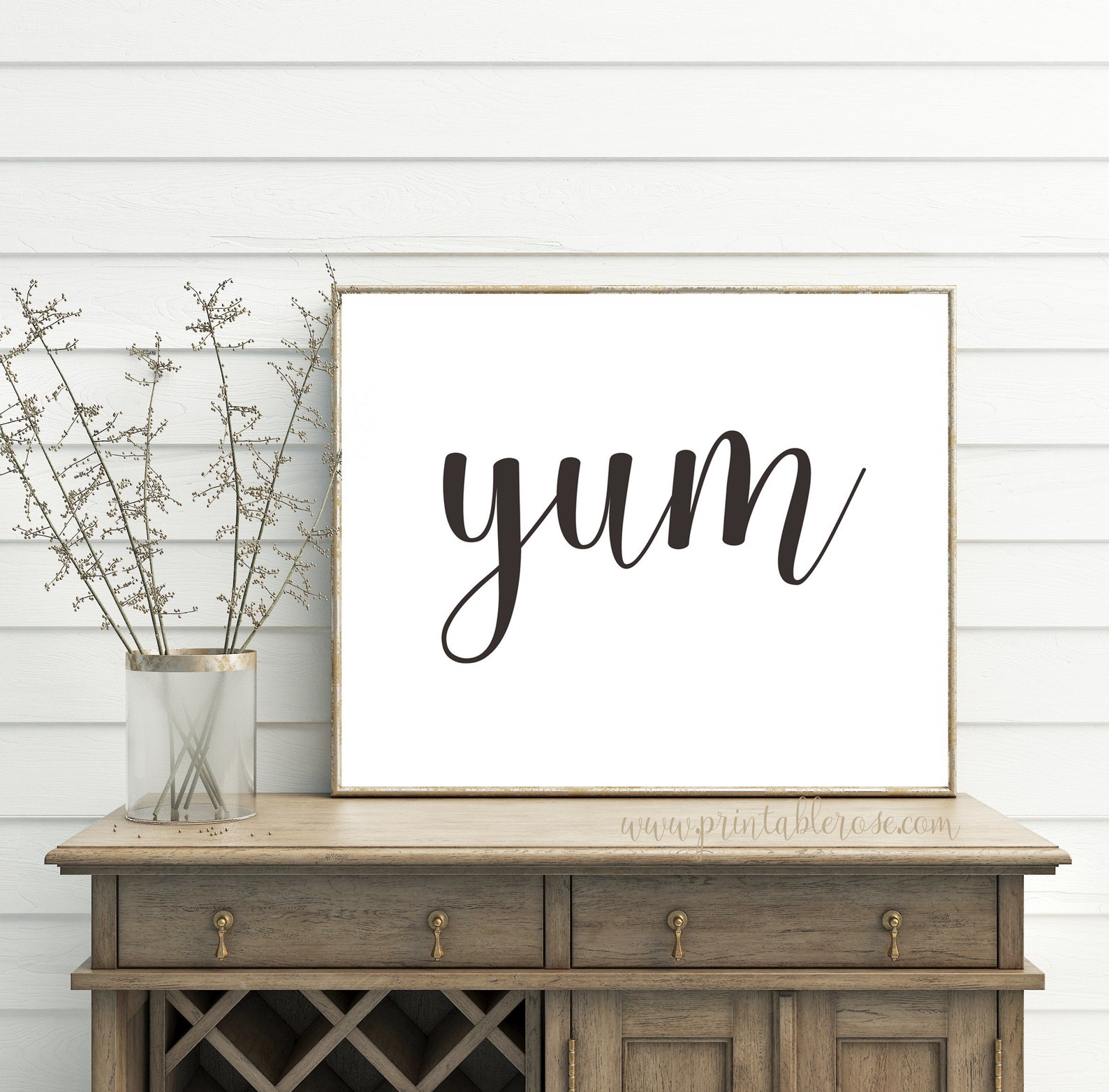 Yum Sign Kitchen Printable Yum Wall Art Yum Wall Decor | Etsy