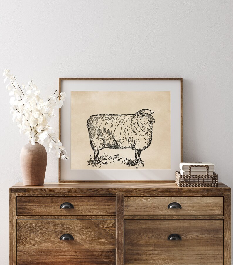Sheep Wall Art Sheep Wall Decor Vintage Sheep Art Home | Etsy