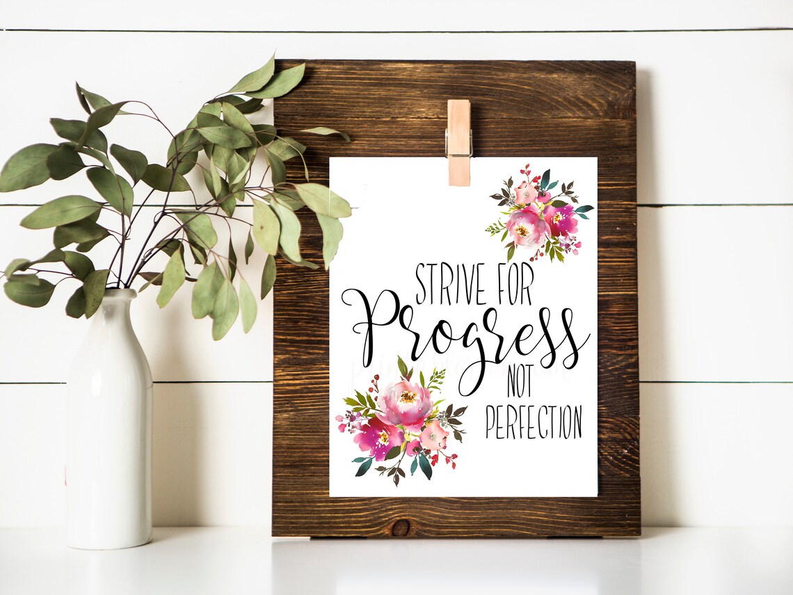 Progress Not Perfection Printable Motivating Quotes - Etsy