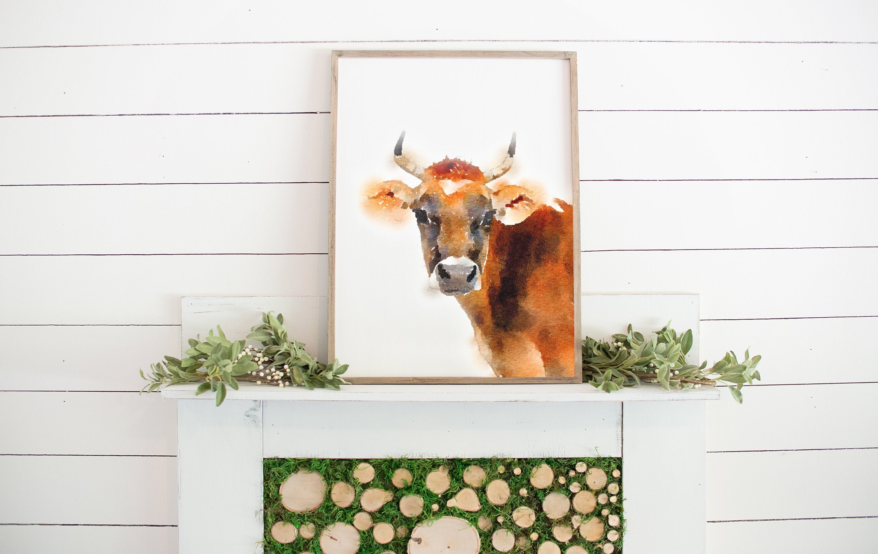 Cow Art Farmhouse Decor Printable Art Print Watercolor - Etsy