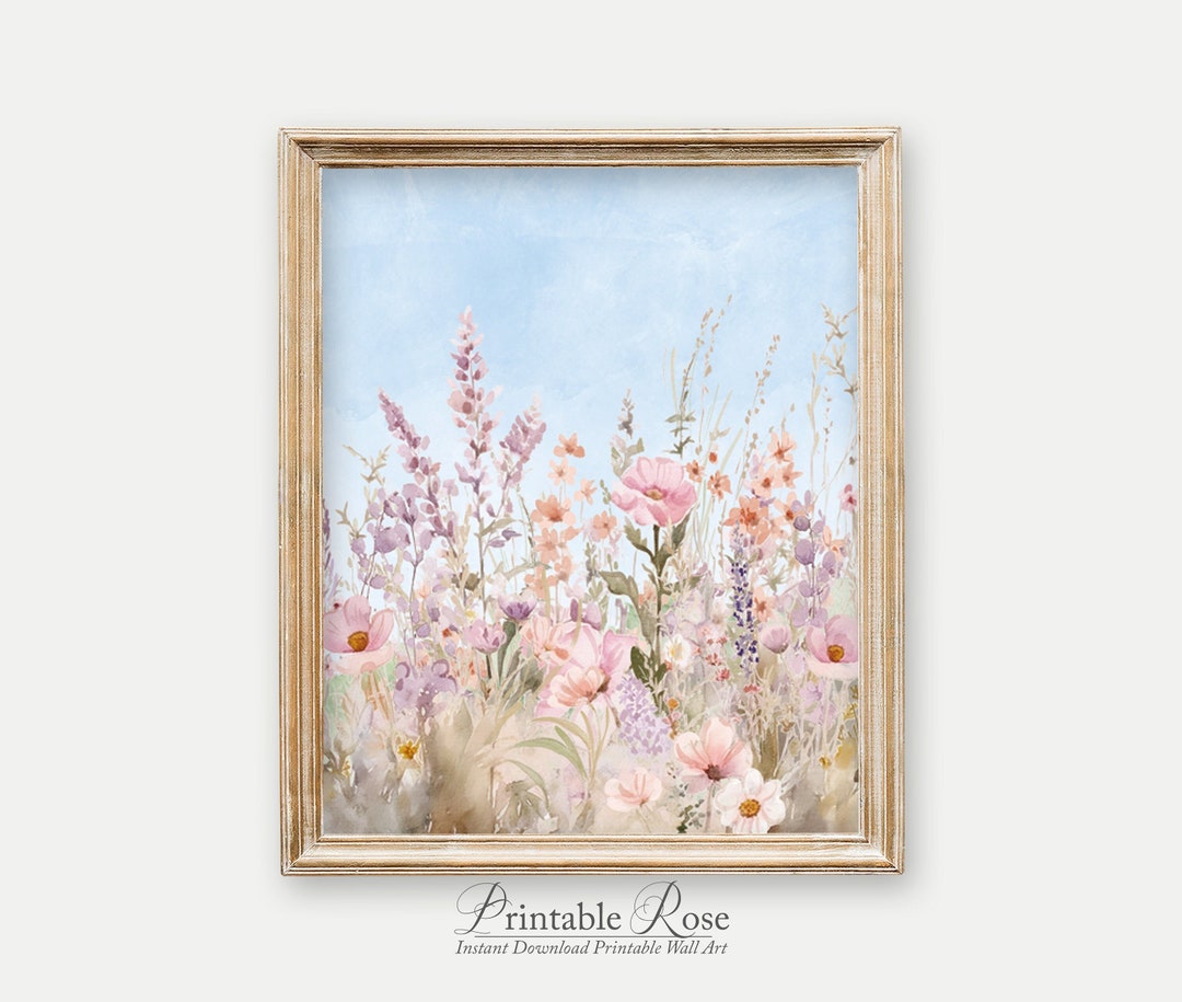 Wildflower Field Print, Cottage Garden Art Print, Botanical Wall Decor ...