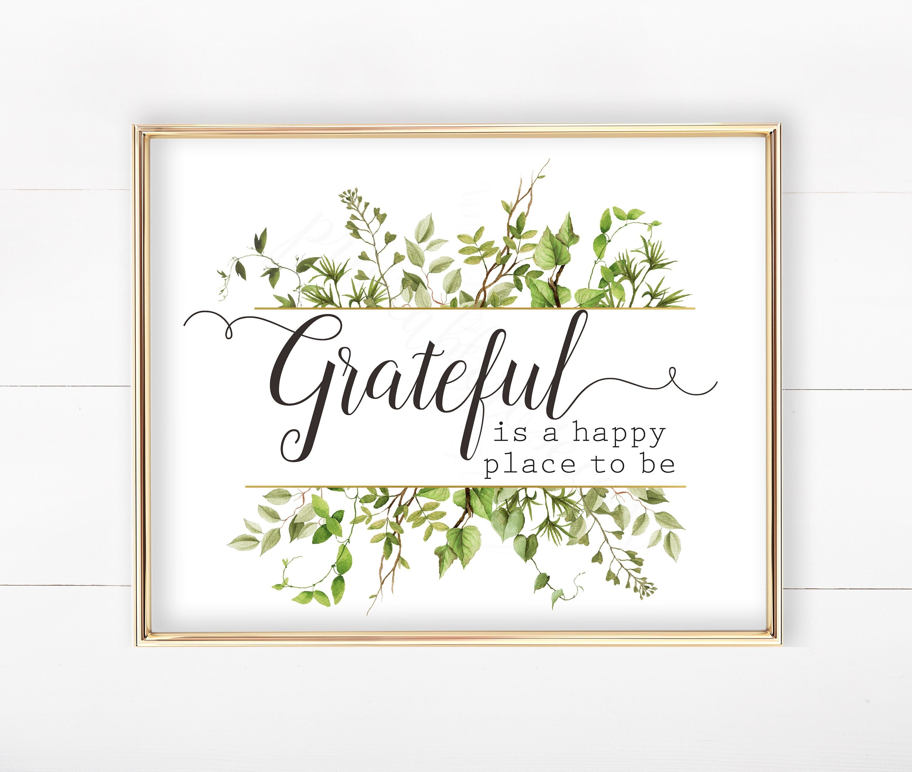 Grateful Sign Wall Art Printable Quotes Grateful is a Happy - Etsy